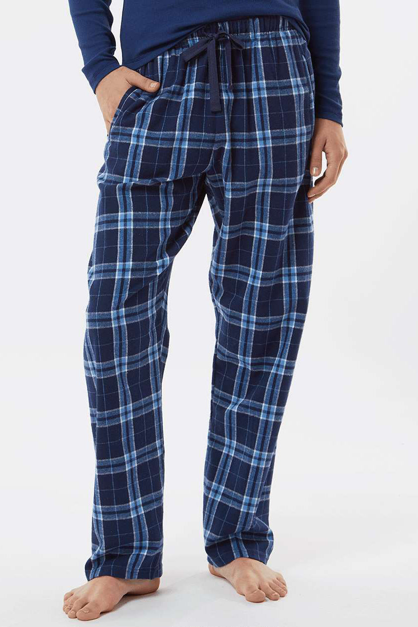 Boxercraft BW6620 Womens Navy Blue/Columbia Blue Haley Flannel Pants w ...