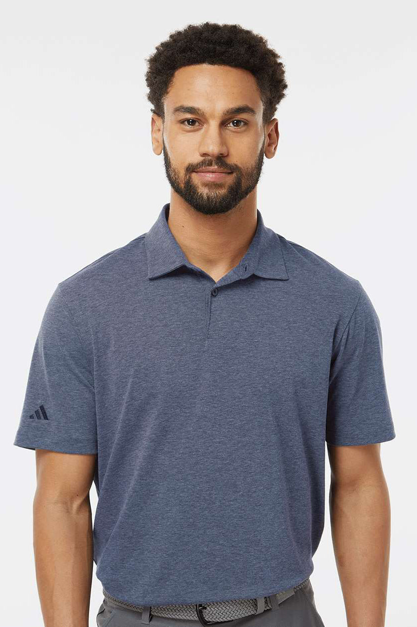 Adidas A590 Mens Collegiate Navy Blue Melange Short Sleeve Polo Shirt ...