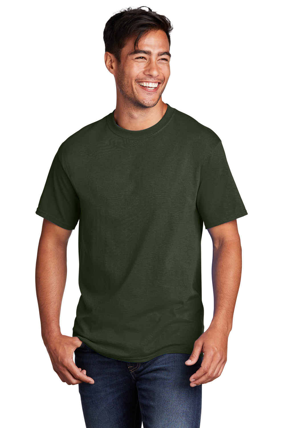 Port & Company PC54/PC54T Mens Olive Drab Green Core Short Sleeve ...