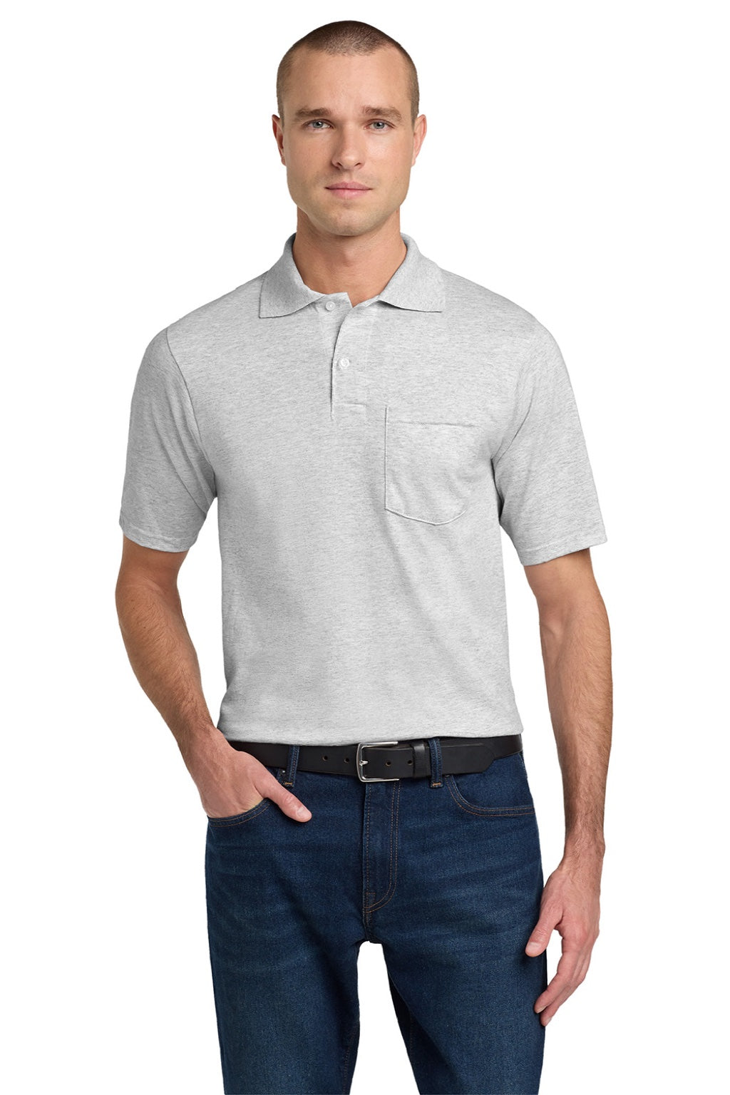 Jerzees 436MP Mens Ash Grey SpotShield Stain Resistant Short Sleeve ...