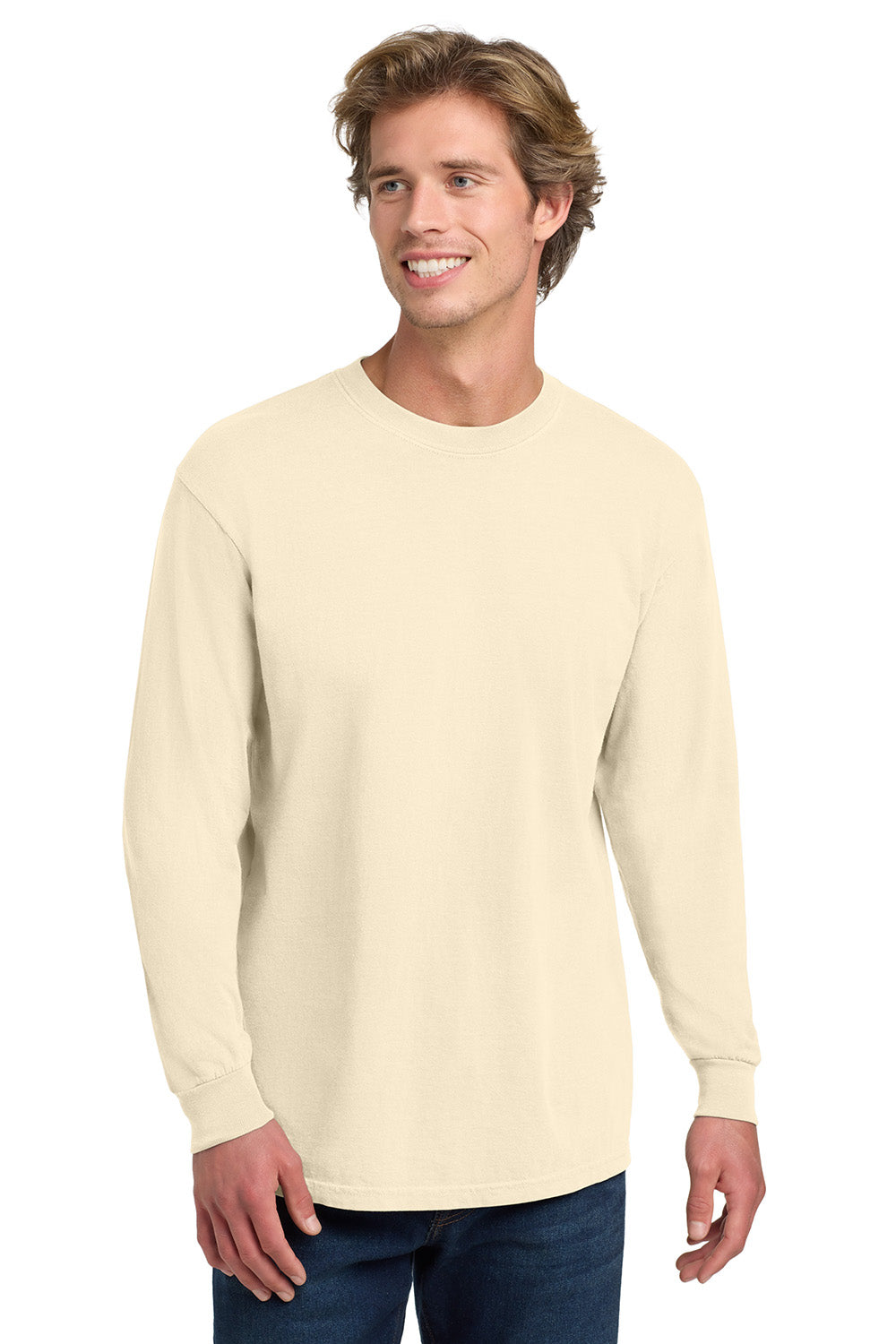 Comfort Colors 6014 Mens Ivory Long Sleeve Crewneck T-Shirt ...