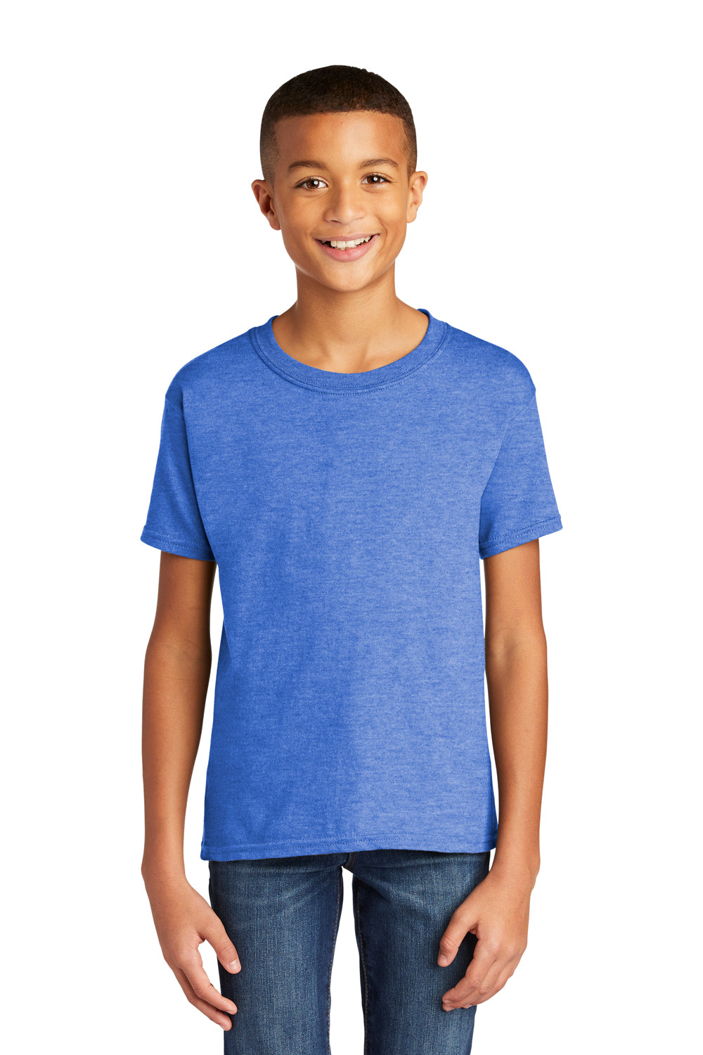 Gildan 64000B Youth Heather Royal Blue Softstyle Short Sleeve Crewneck ...