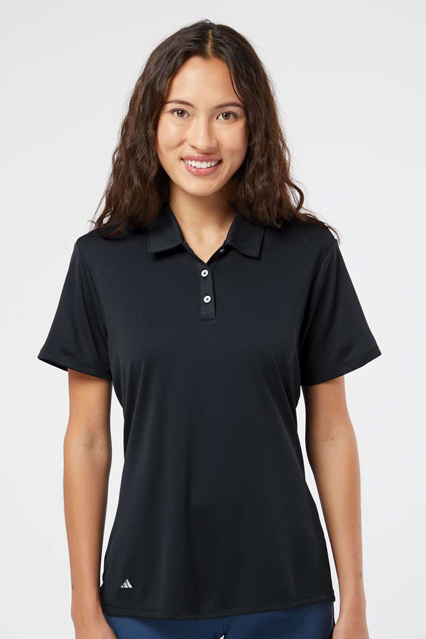 Adidas A231 Womens Black Performance UPF 50+ Short Sleeve Polo Shirt ...