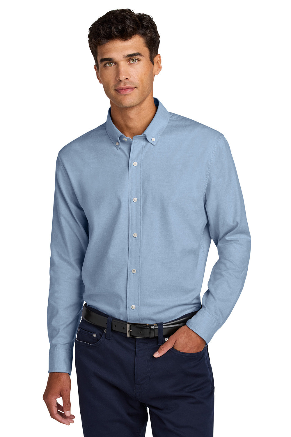 Mercer+Mettle MM2002 Mens Cobalt Blue Modern Oxford Long Sleeve Button ...