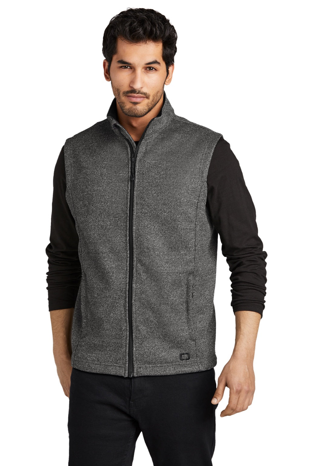 Ogio OG730 Mens Heather Diesel Grey Grit Fleece Full Zip Vest ...