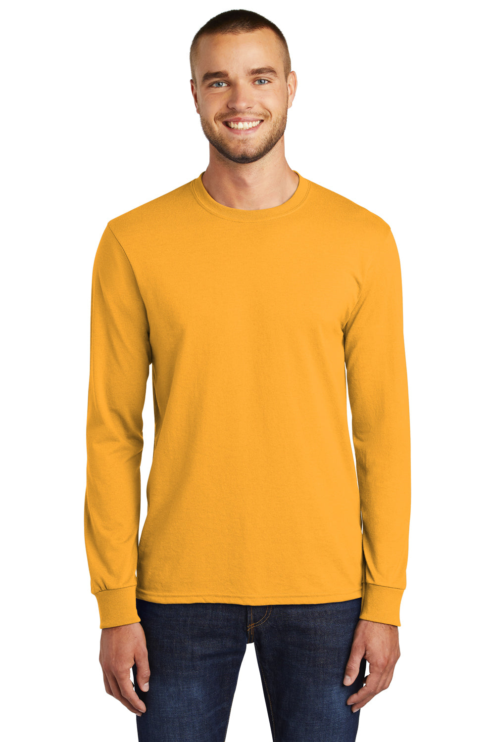 Port & Company PC55LS/PC55LST Mens Gold Core Long Sleeve Crewneck T ...